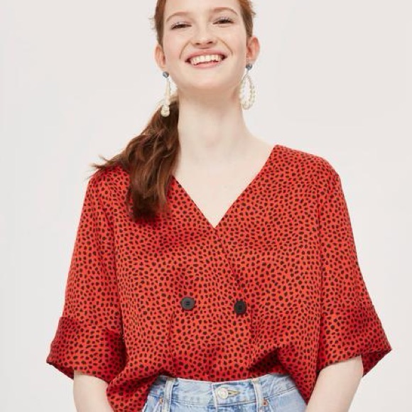 Topshop | Tops | Topshop Red Black Polka Dot Boxy Crop Top Satinpinup ...